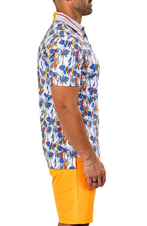 MACEOO Marthyr0024 Surfboard Print Golf Polo - White