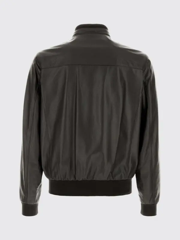 MOORER Zip Up Leather Jacket - Dark