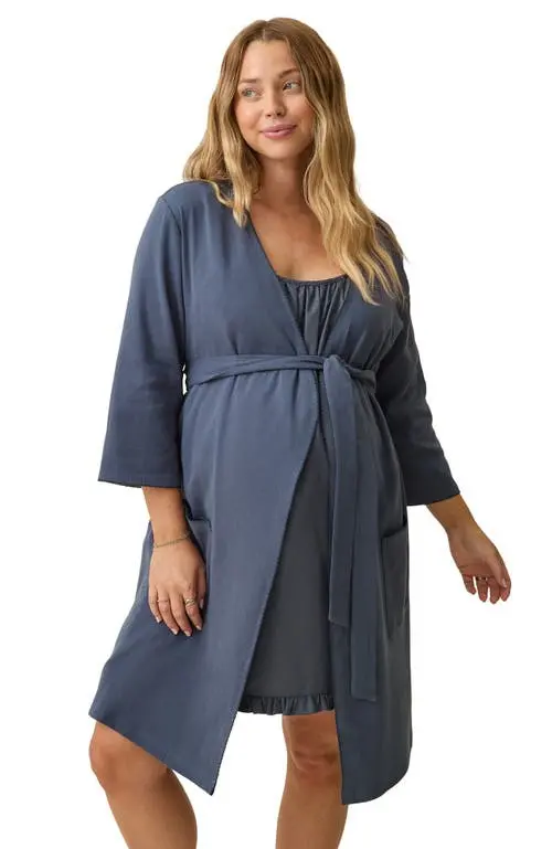KINDRED BRAVELY Cotton Blend Robe - Midnight Blue