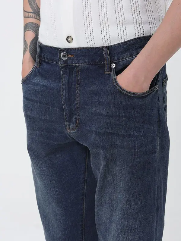 Emporio Armani Cotton Denim Straight Jeans