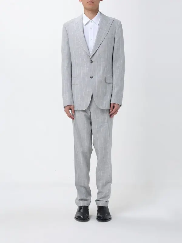 BOSS Single-breasted Striped Cotton And Virgin Wool Dress - Grey