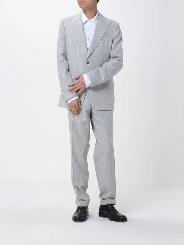 BOSS Single-breasted Striped Cotton And Virgin Wool Dress - Grey