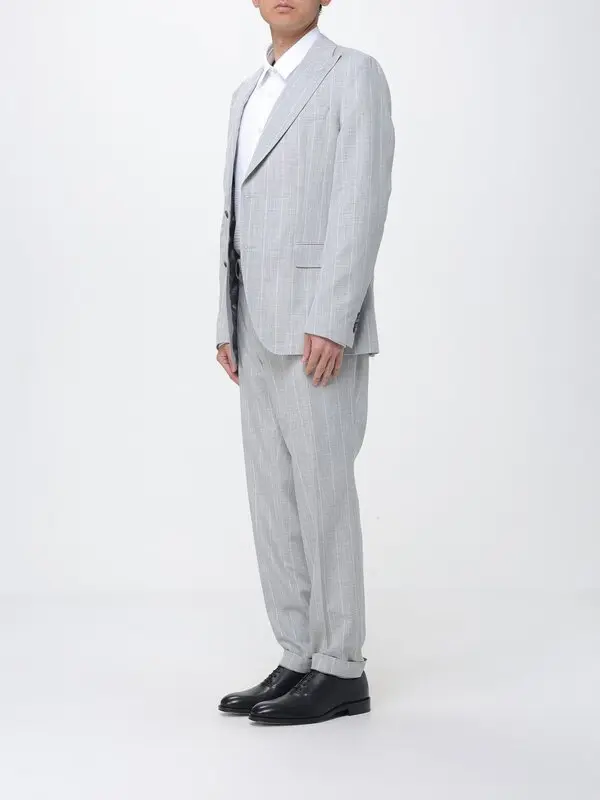 BOSS Single-breasted Striped Cotton And Virgin Wool Dress - Grey