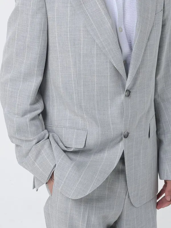 BOSS Single-breasted Striped Cotton And Virgin Wool Dress - Grey