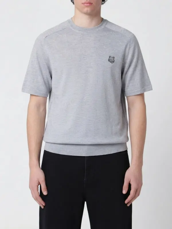 Maison Kitsuné Wool Knit Sweater With Logo - Grey