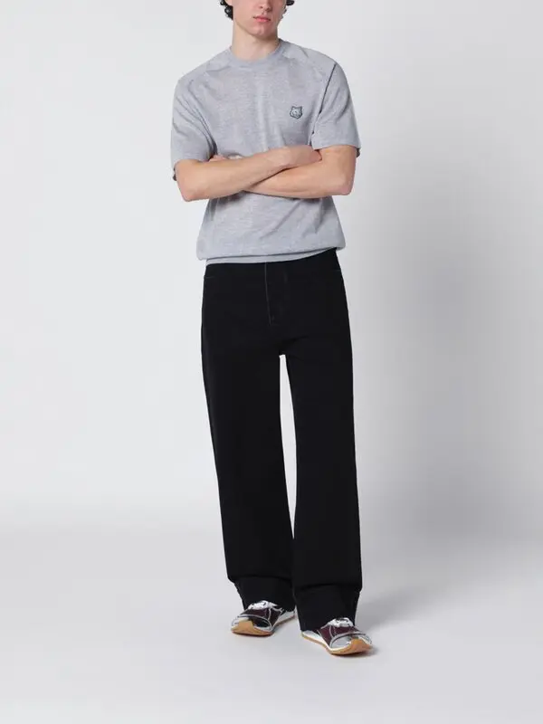 Maison Kitsuné Wool Knit Sweater With Logo - Grey