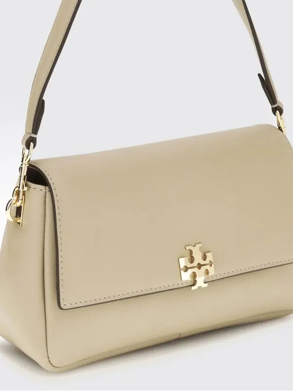 Tory Burch Charlie Leather Shoulder Bag - Grey
