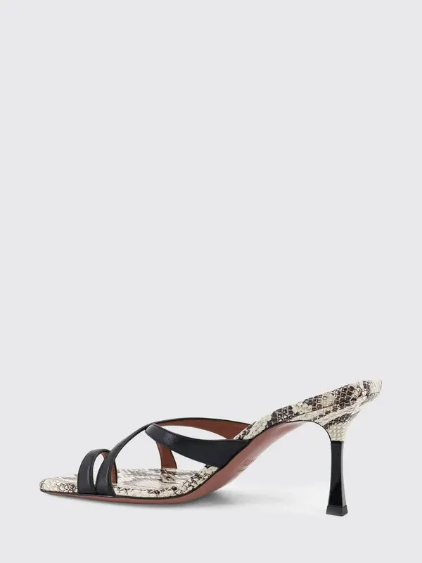 Paris Texas Lorena Python Print Leather Mule Sandals - Black
