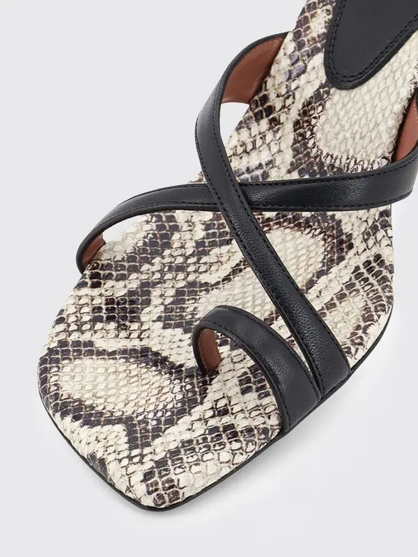 Paris Texas Lorena Python Print Leather Mule Sandals - Black