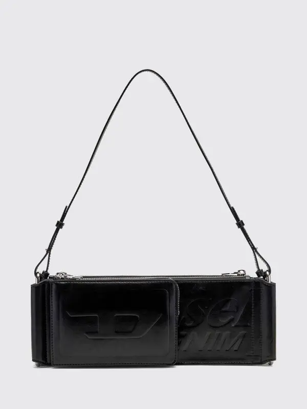 DIESEL® Flagd Shoulder Bag In Polyurethane - Black