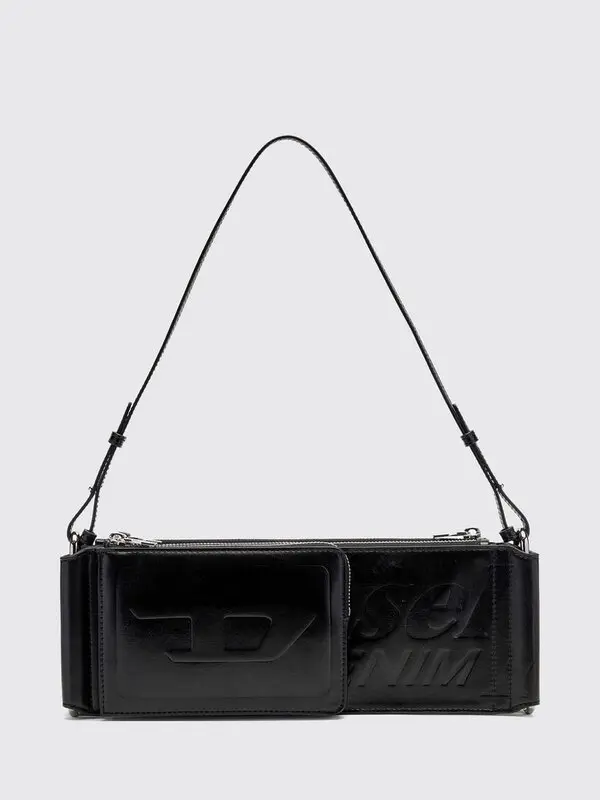 DIESEL® Flagd Shoulder Bag In Polyurethane - Black