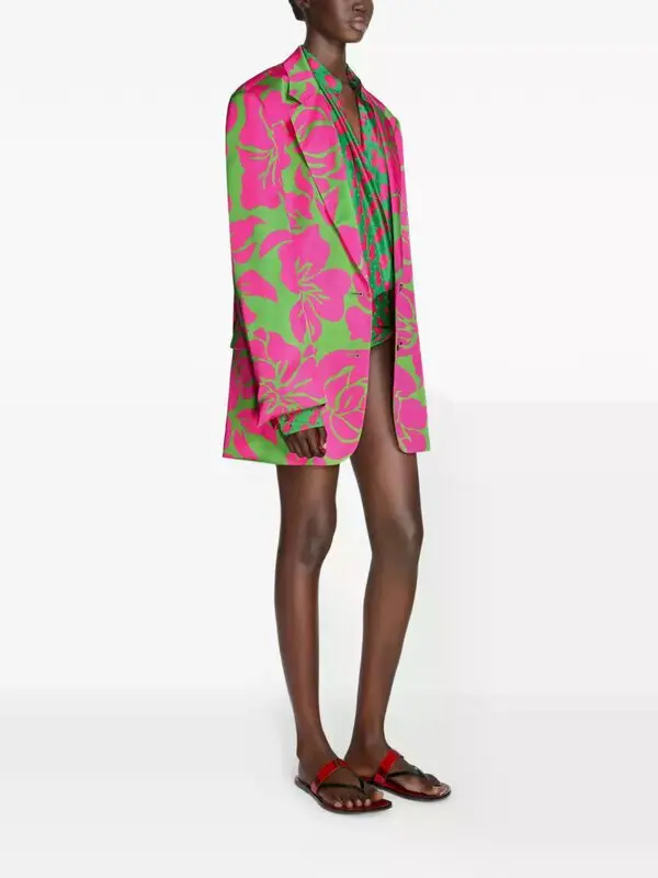 Dries Van Noten Oversized Floral Blazer - Green
