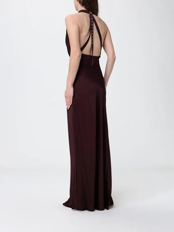 Liu Jo Long Satin Halterneck Off-the-shoulder Evening Gown