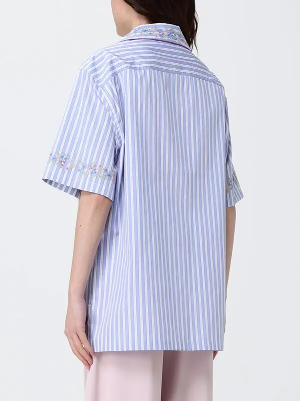 Dolce & Gabbana Striped Shirt With Floral Embroidery