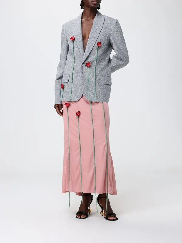 Moschino Jersey Midi Skirt With Applied Flowers - Pink
