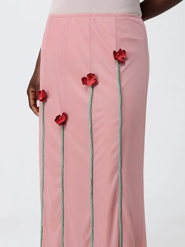 Moschino Jersey Midi Skirt With Applied Flowers - Pink