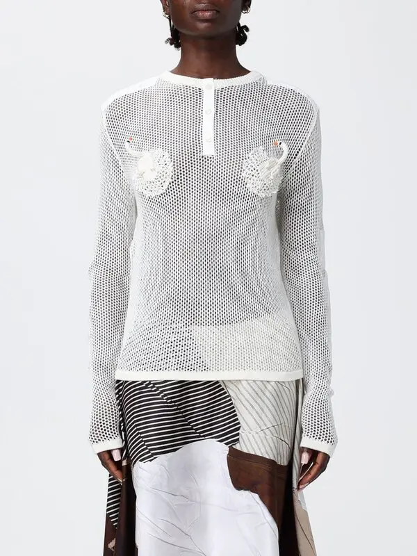 Moschino Perforated Cotton Knit With Swans