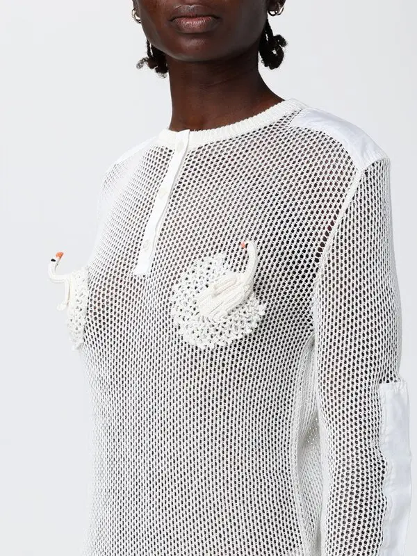Moschino Perforated Cotton Knit With Swans