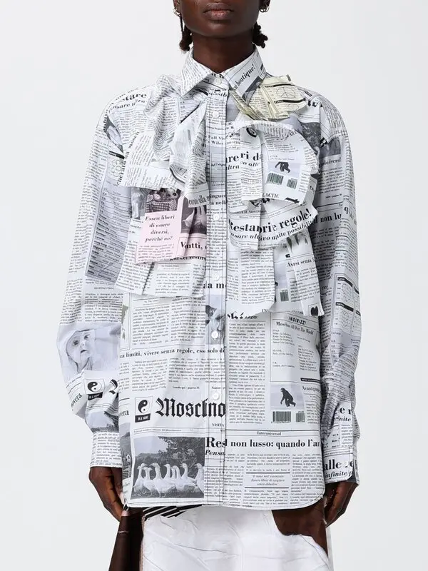Moschino Printed Cupro Shirt With Ruffles - Multicolor