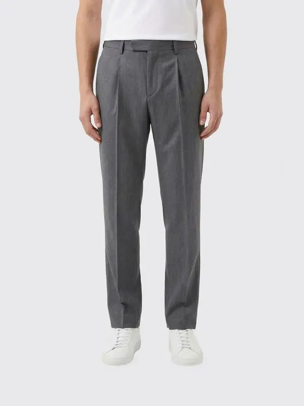 PT TORINO Tailored Trousers In Virgin Wool And Cotton Blend - Grey