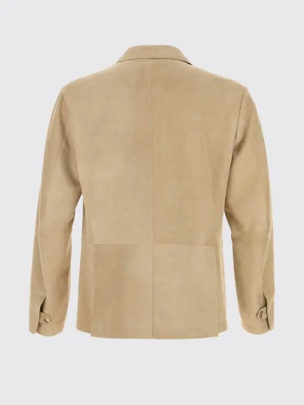 Canali Double-breasted Suede Jacket - Beige