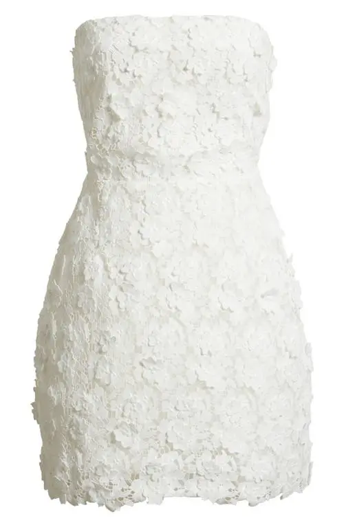 Chelsea28 Floral Appliqué Strapless Lace Minidress - White