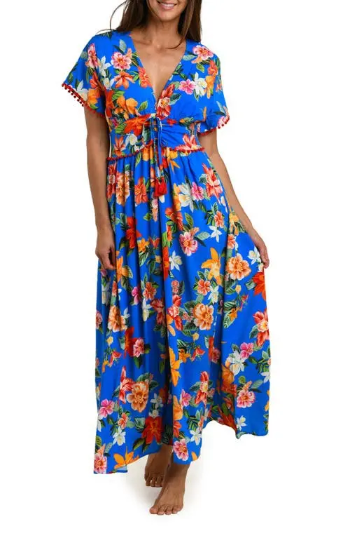 La Blanca Modern Maxi Cover-up Dress - Blue Multi