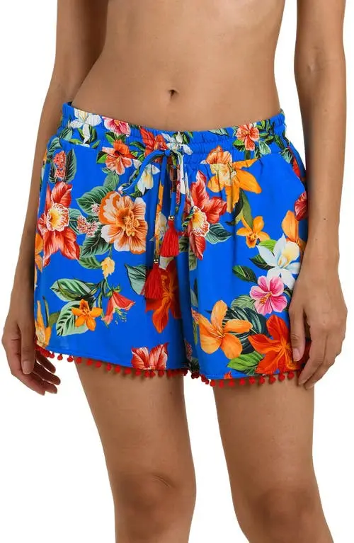 La Blanca Modern Cover-up Beach Shorts - Blue Multi
