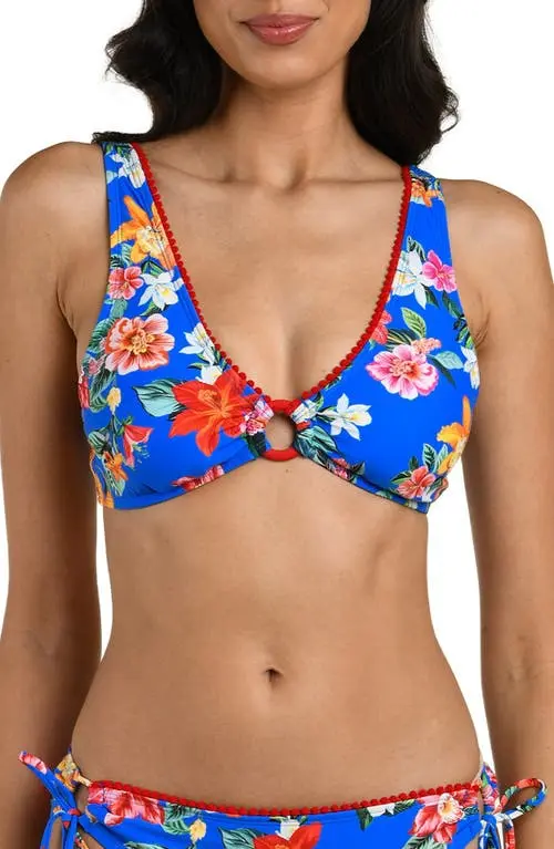 La Blanca Modern O-ring Bikini Top - Blue Multi