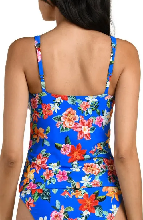 La Blanca Printed Tie Neck Tankini Top