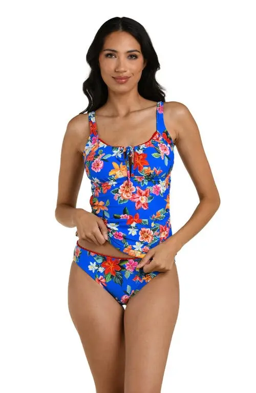 La Blanca Printed Tie Neck Tankini Top