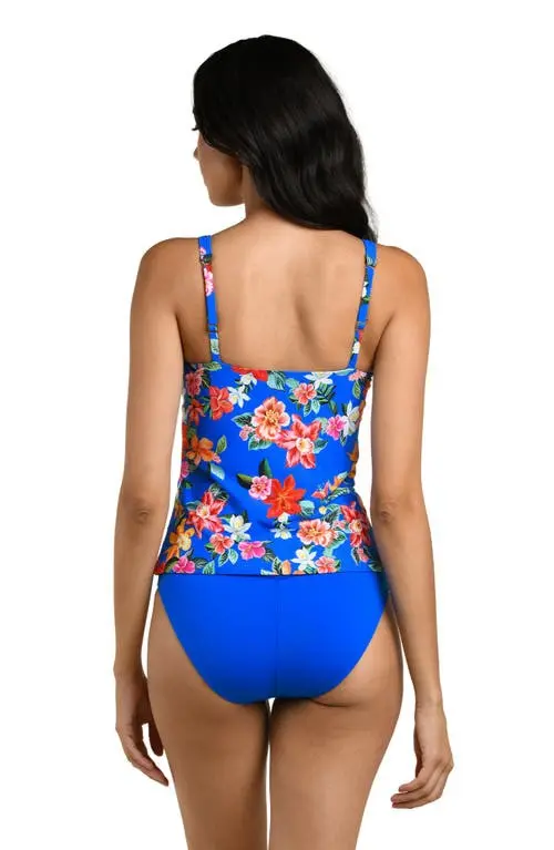 La Blanca Printed Tie Neck Tankini Top