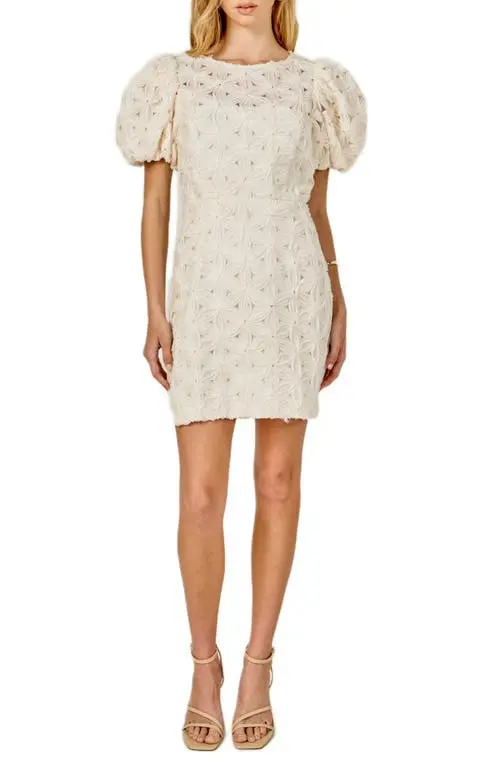 Endless Rose Texture Puff Sleeve Minidress - Cream