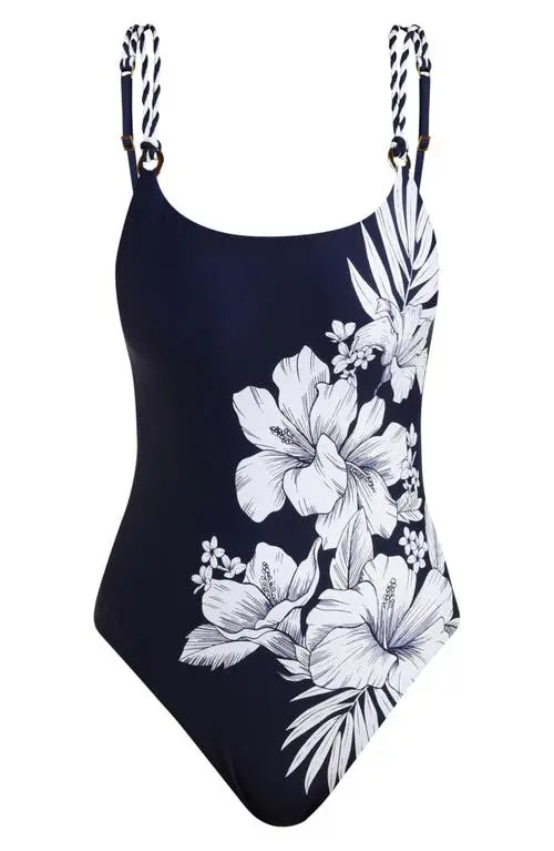 La Blanca Mariner Floral One-piece Swimsuit - Indigo
