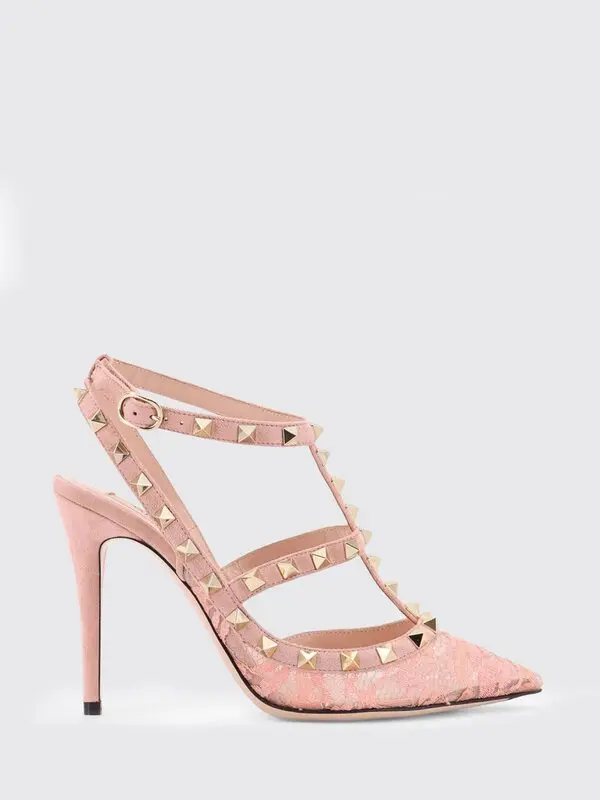 Valentino Garavani Rockstud Suede And Lace Slingback Pumps
