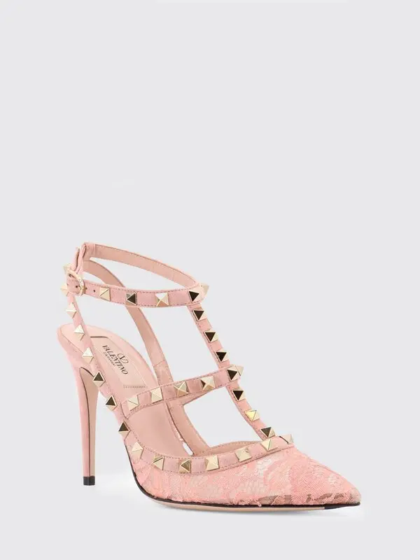 Valentino Garavani Rockstud Suede And Lace Slingback Pumps