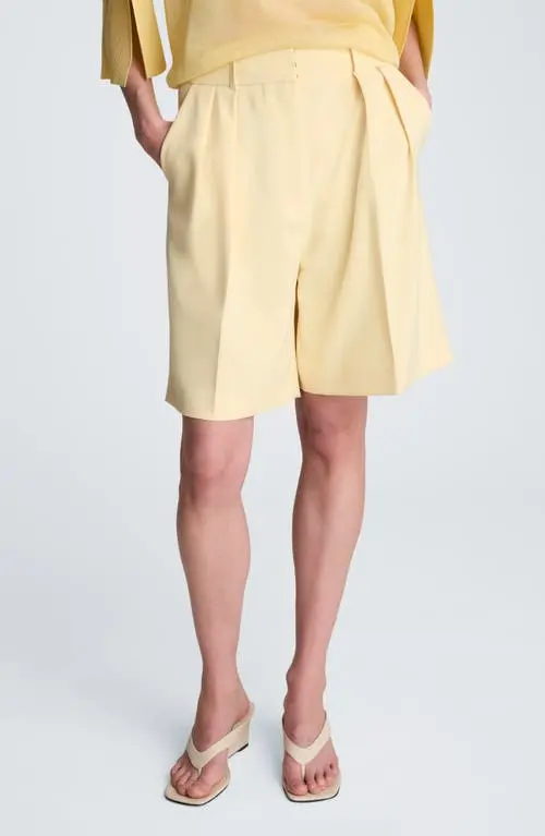 KENNETH COLE Pleated High Waisted Shorts - Pastel Yellow