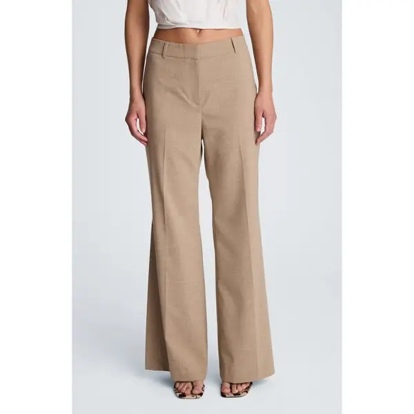 KENNETH COLE Side Slit Flare Pants - Mesataup/wht