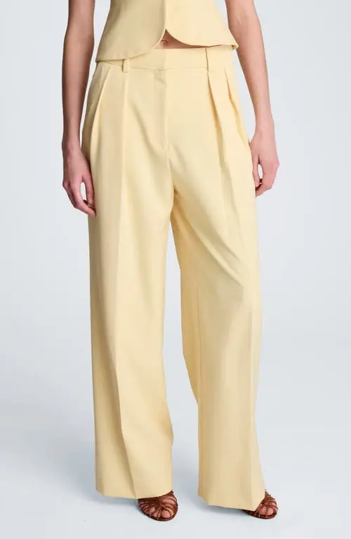 KENNETH COLE Double Pleat Wide Leg Trousers - Pastel Yellow