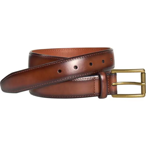 Johnston & Murphy Shadow Edge Leather Belt - Brown