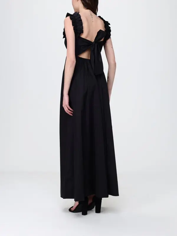 Liu Jo Cotton Midi Dress With Embroidery - Black