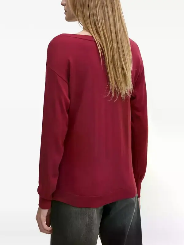 Sisley Boat-neck Long-sleeve Sweater - Red