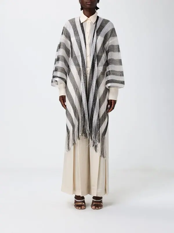 Liu Jo Striped Knit Shawl With Fringes - Multicolor