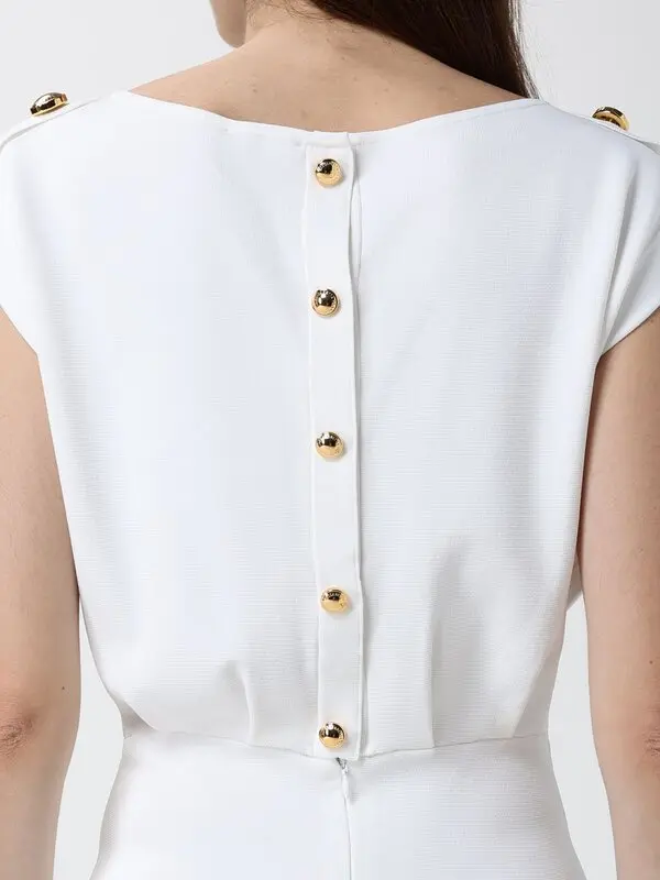 Elisabetta Franchi Maxi Dress With Button Detail - Ivory