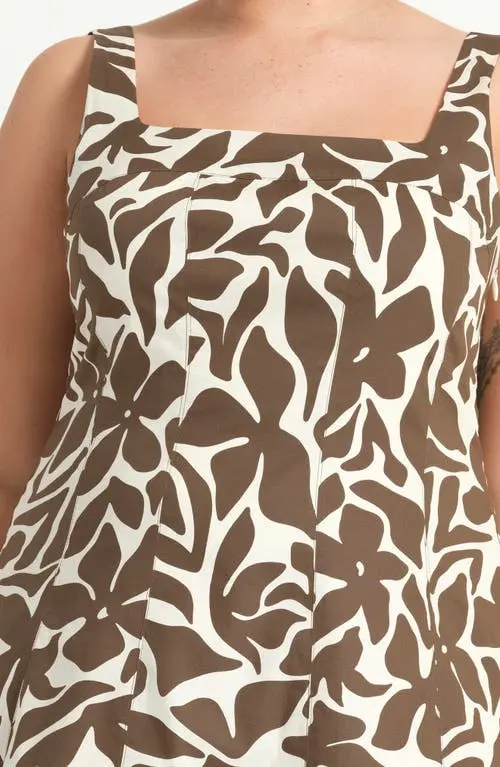 ESTELLE Sylvia Print Sleeveless Midi Dress