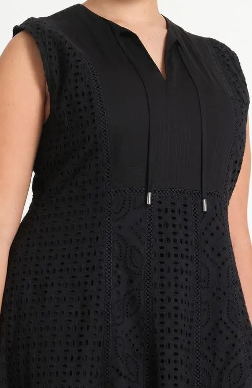 ESTELLE Eyelet Sleeveless Maxi Dress