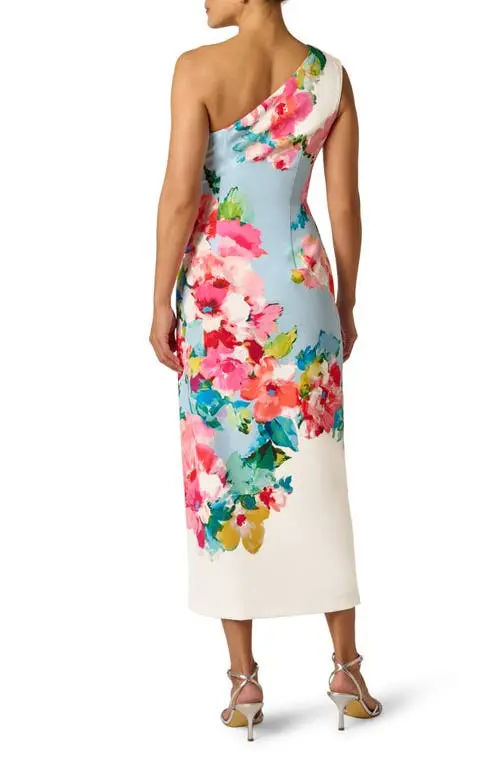 Adrianna Papell One-shoulder Floral Gown