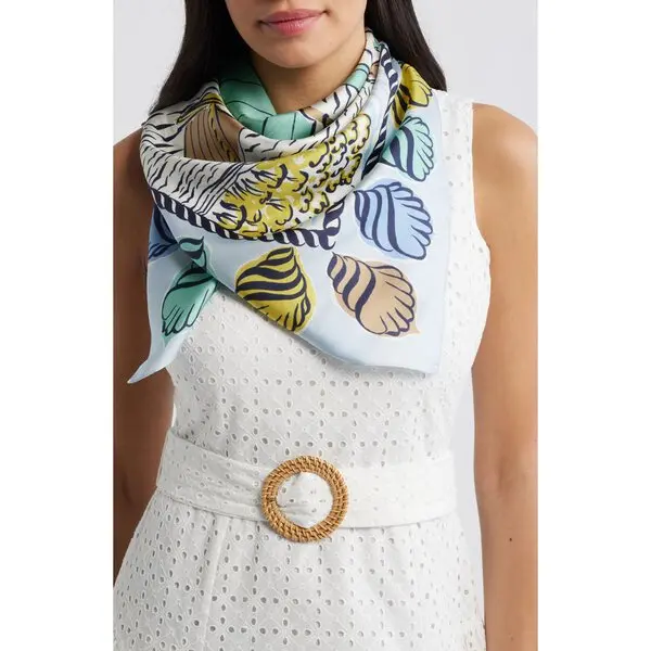 Echo Sail Away Silk Square Scarf - Chambray