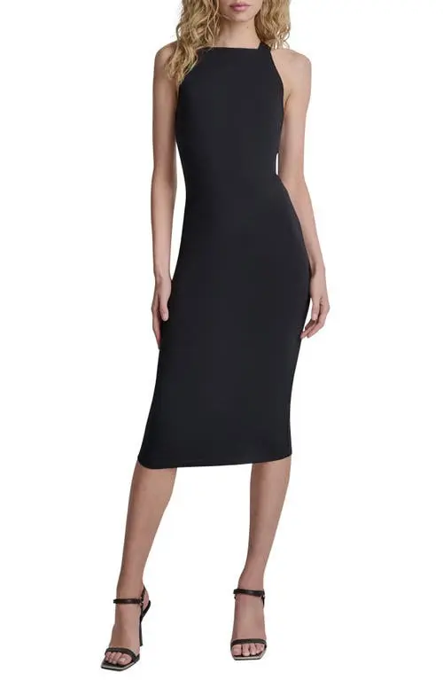 Dkny Logo Sleeveless Midi Body-con Dress - Black