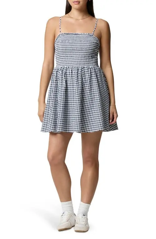 FLORENCE BY MILLS Fit & Flare Smocked Minidress - Black/white Gingham